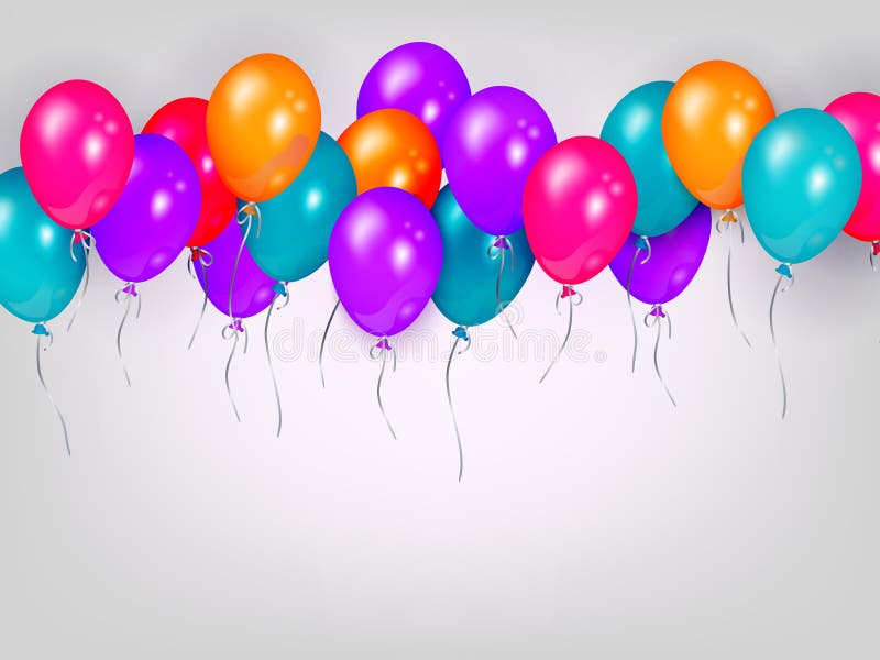 Linea Horizontal, Frontera De Globos Coloridos Brillantes Ilustración ...