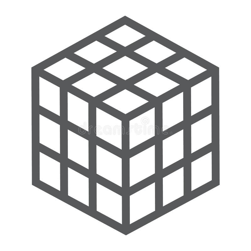 Linea Sottile Icona, Blocco E Geometrico Del Cubo Di Per La Matematica ...