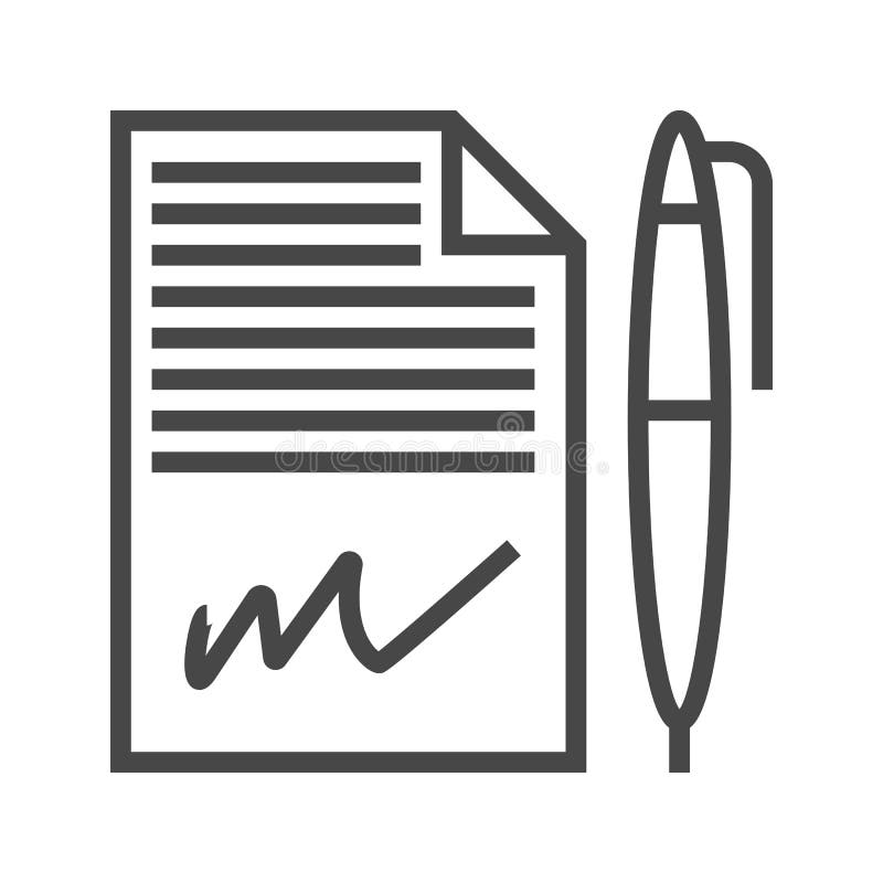 Linea icona del contratto illustrazione vettoriale. Illustrazione di ...