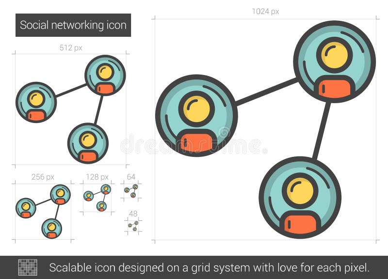 Linea Icona Della Rete Sociale Illustrazione Vettoriale - Illustrazione ...