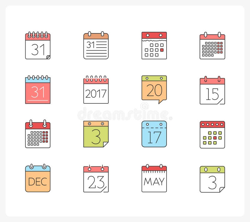 Linea icone del calendario illustrazione vettoriale. Illustrazione di ...