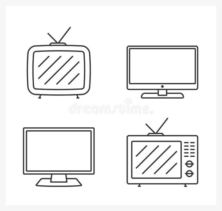 Icone di Linea TV illustrazione vettoriale. Illustrazione di classico ...