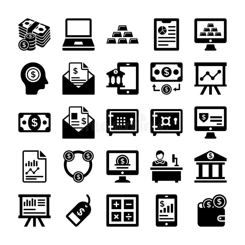 Linea Icone 5 Di Finanza E Contare Di Vettore Illustrazione di Stock ...