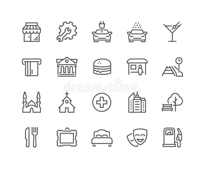Linea Punti Di Icone Di Interesse Illustrazione Vettoriale ...