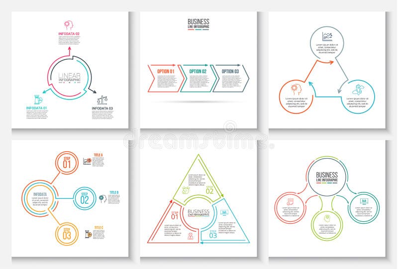 Linea Sottile Elementi Piani Per Infographic Illustrazione Vettoriale ...
