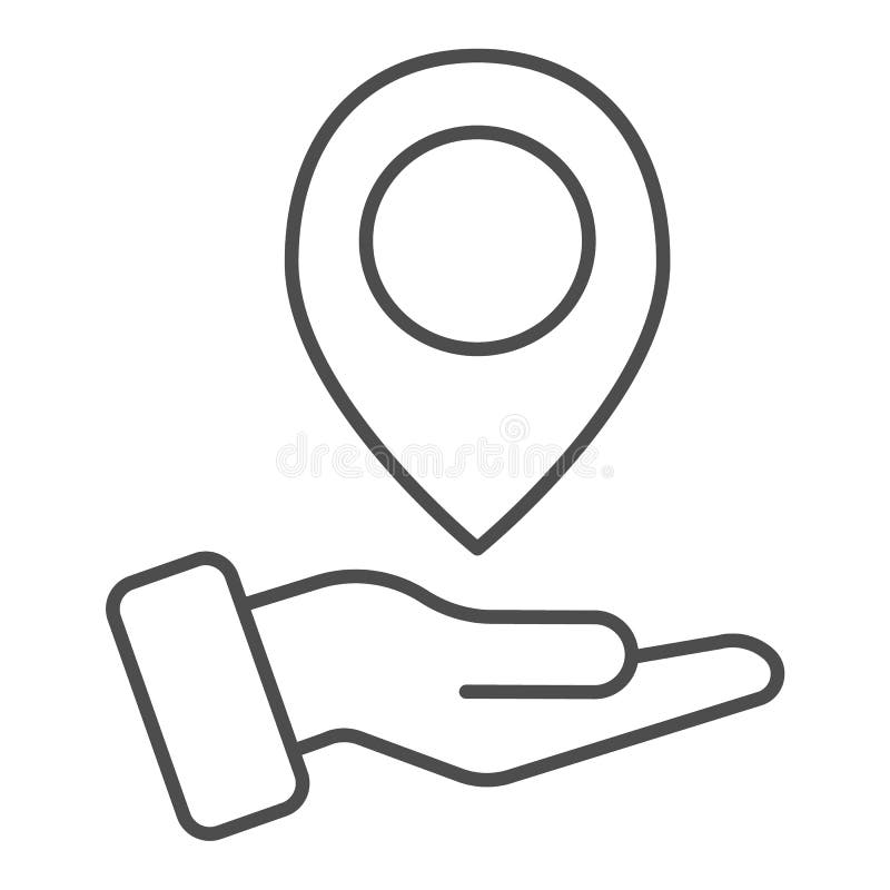 Linea Sottile Icona Del Perno Della Mappa Della Tenuta Della Mano ... Linea Sottile Icona Del Perno Della Mappa Della Tenuta Della Mano ...