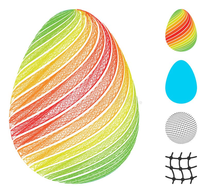 Linear Abstract Egg with Diagonal Stripes Vector Mesh Stock Vector ...
