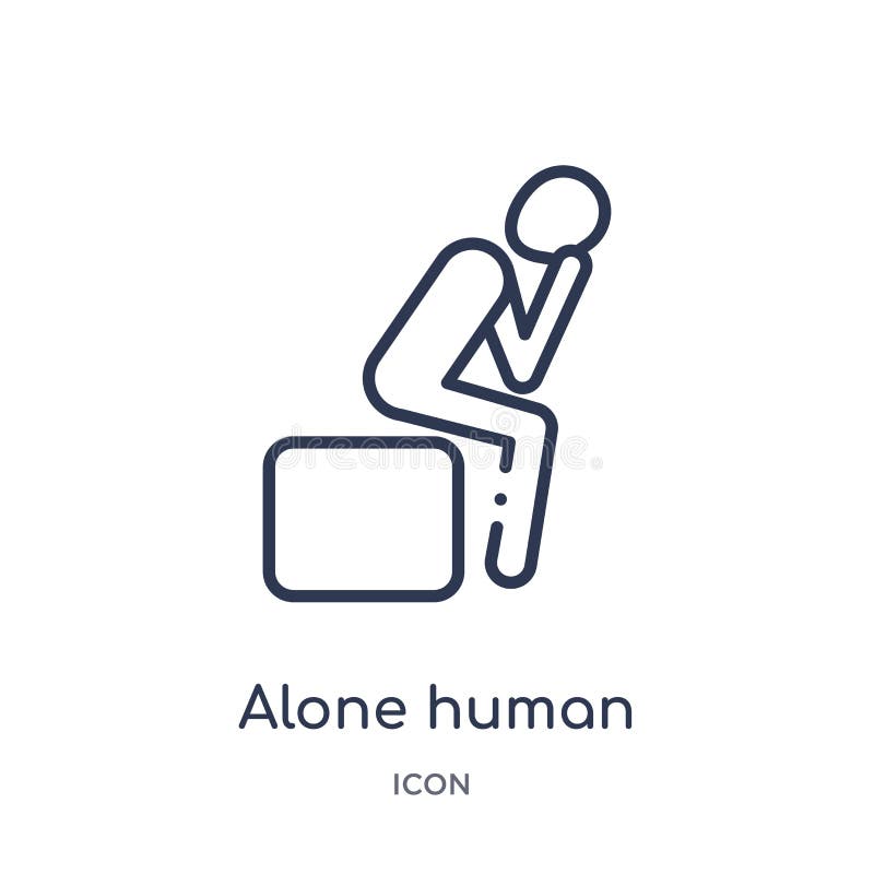 Outline Alone Human Vector Icon. Isolated Black Simple Line Element ...