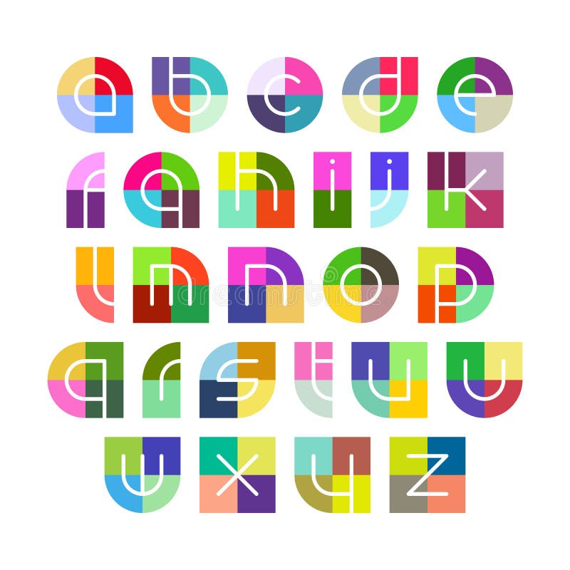 Linear Alphabet Letters with Colorful Background Stock Vector ...