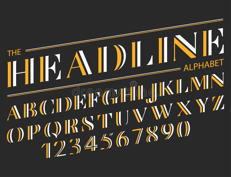 Linear Alphabet. Set of 36 Elements Stock Illustration - Illustration ...