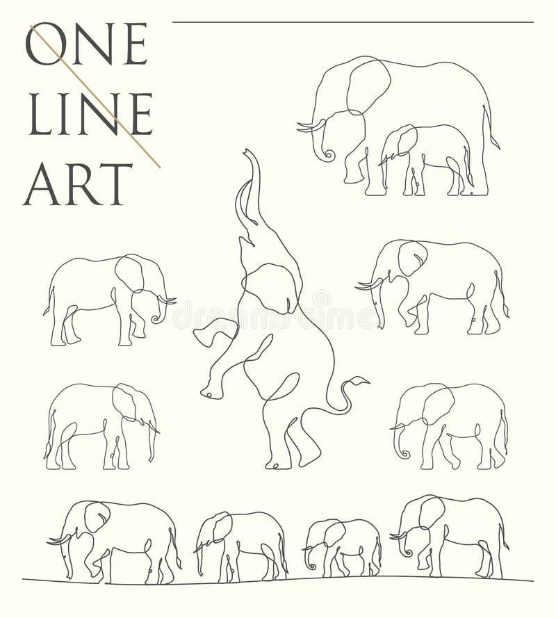 Elephant outline stock vector. Illustration of line - 264883637