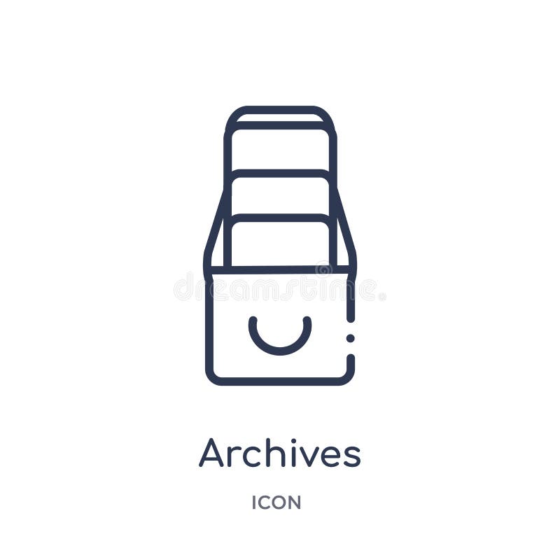 Archives Icon in Blue Outline Color Style Isolated on White Background ...