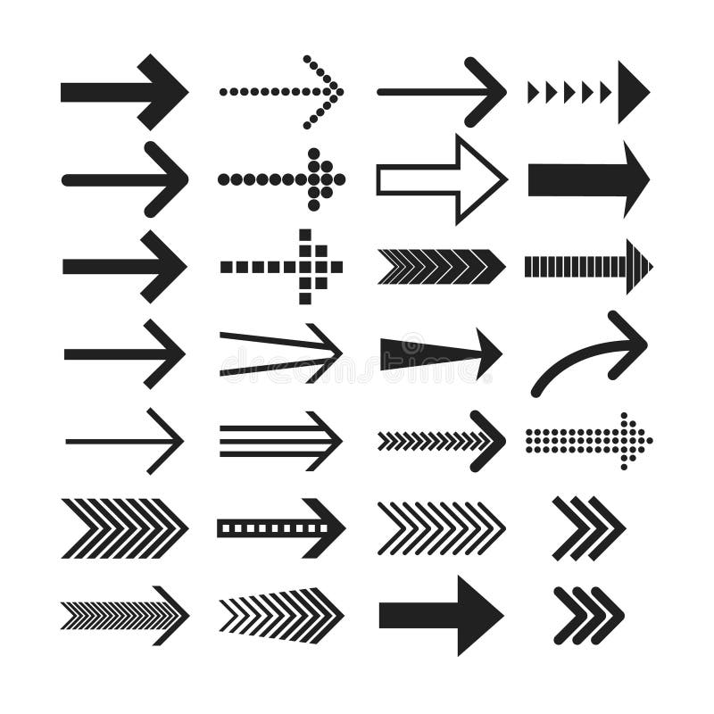 Set of Linear Arrow, Vector Illustration. Stock Vector - Illustration ...