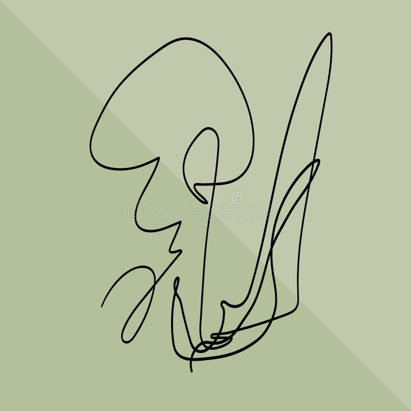 Linear Art. an Abstract Profile Drawn with One Continuous Line Stock ...