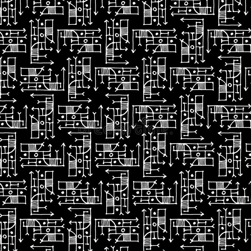 Linear Art Drawing Composition Black and White Pattern Stock ...