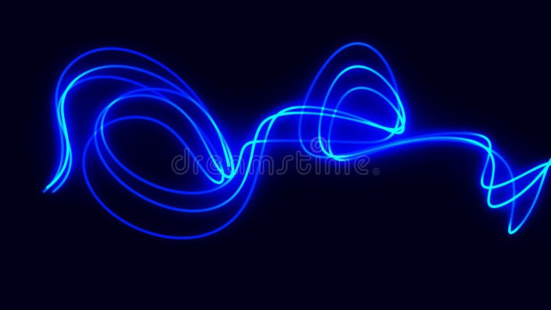 Linear Background. Bright Blue Neon Glowing Fast Moving Lines Along the ...