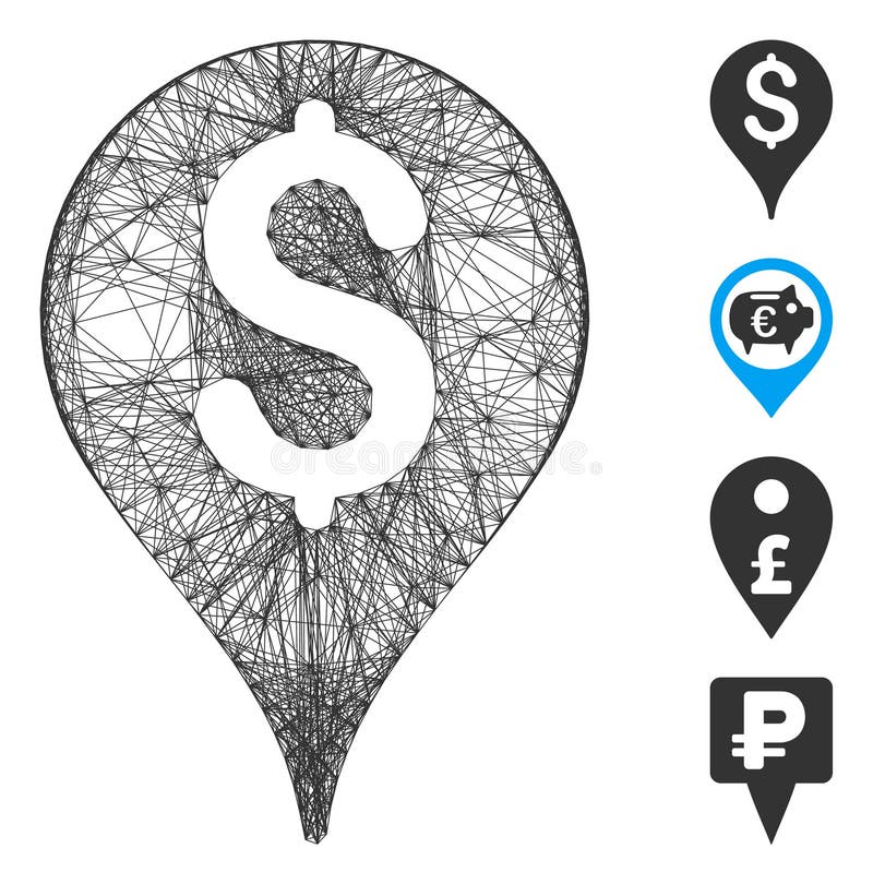 Linear Bank Map Marker Vector Mesh Stock Vector - Illustration of ...
