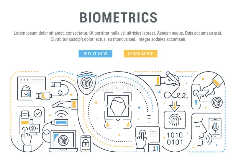 Linear Banner of Biometrics. Stock Illustration - Illustration of ...