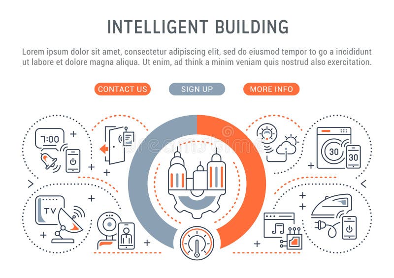 Linear Banner of Intelligent Building. Stock Illustration ...
