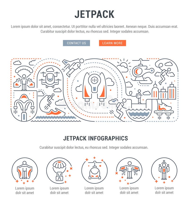 Linear Banner of Jetpack. stock illustration. Illustration of banner ...
