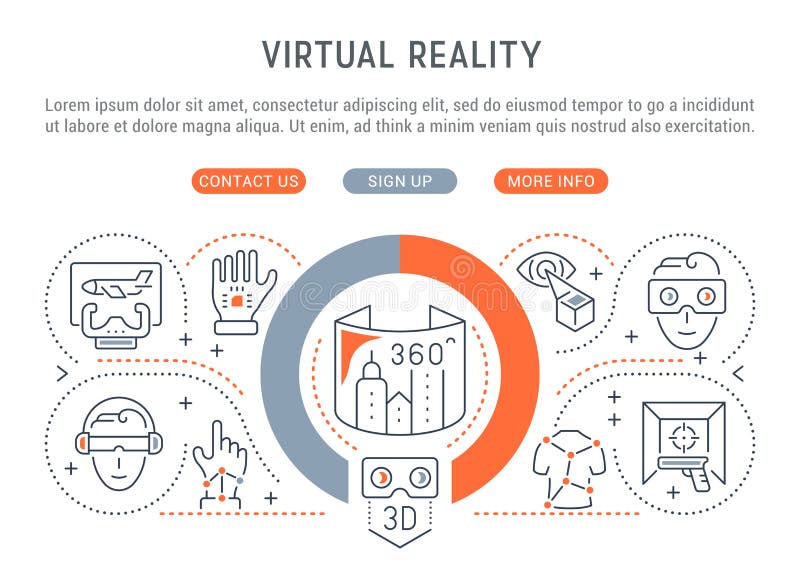 Linear Banner of the Virtual Reality. Stock Illustration - Illustration ...