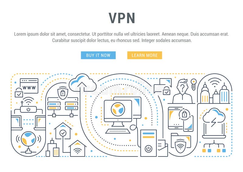 Linear Banner of VPN. stock illustration. Illustration of cloud - 126849369