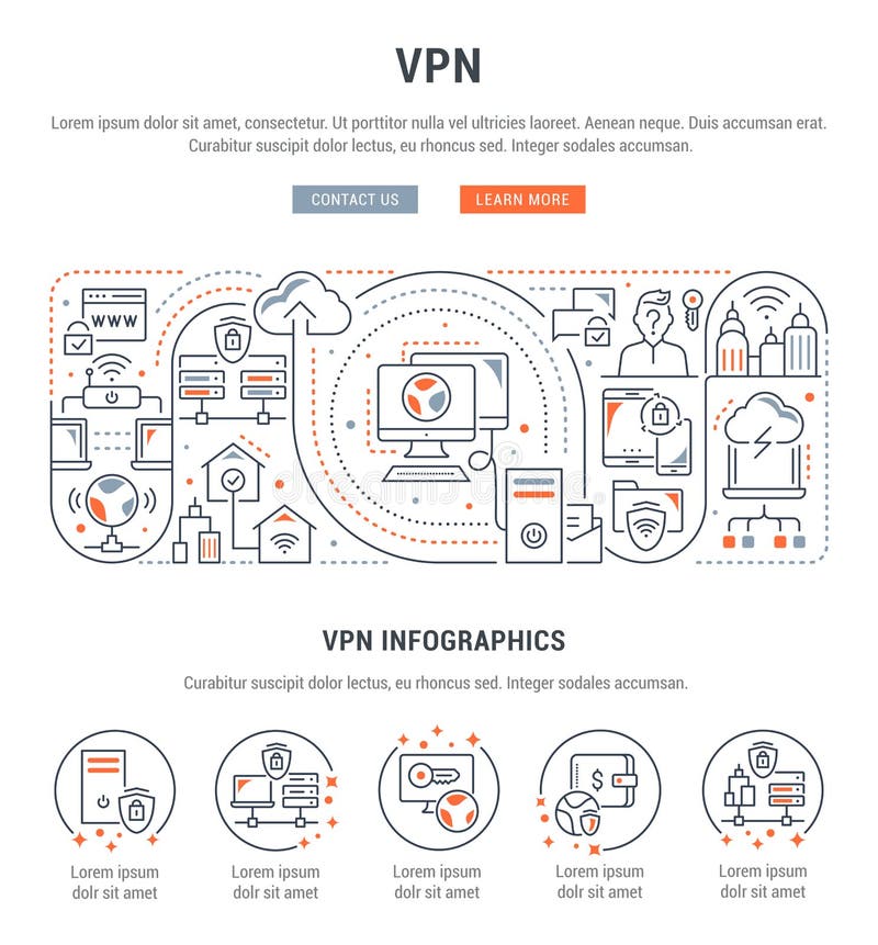 Linear Banner of VPN. stock illustration. Illustration of information ...