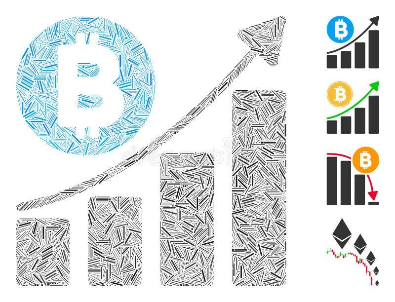 Linear Bitcoin Bar Chart Trend Icon Vector Collage Stock Vector ...