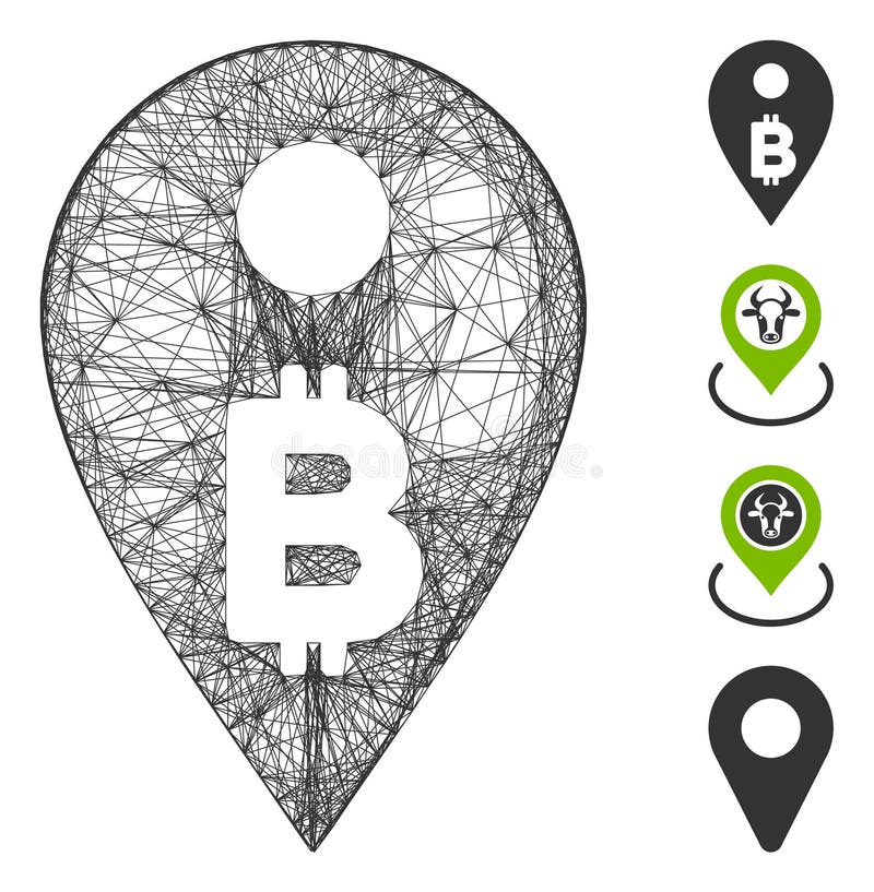 Linear Bitcoin Map Marker Vector Mesh Stock Illustration - Illustration ...
