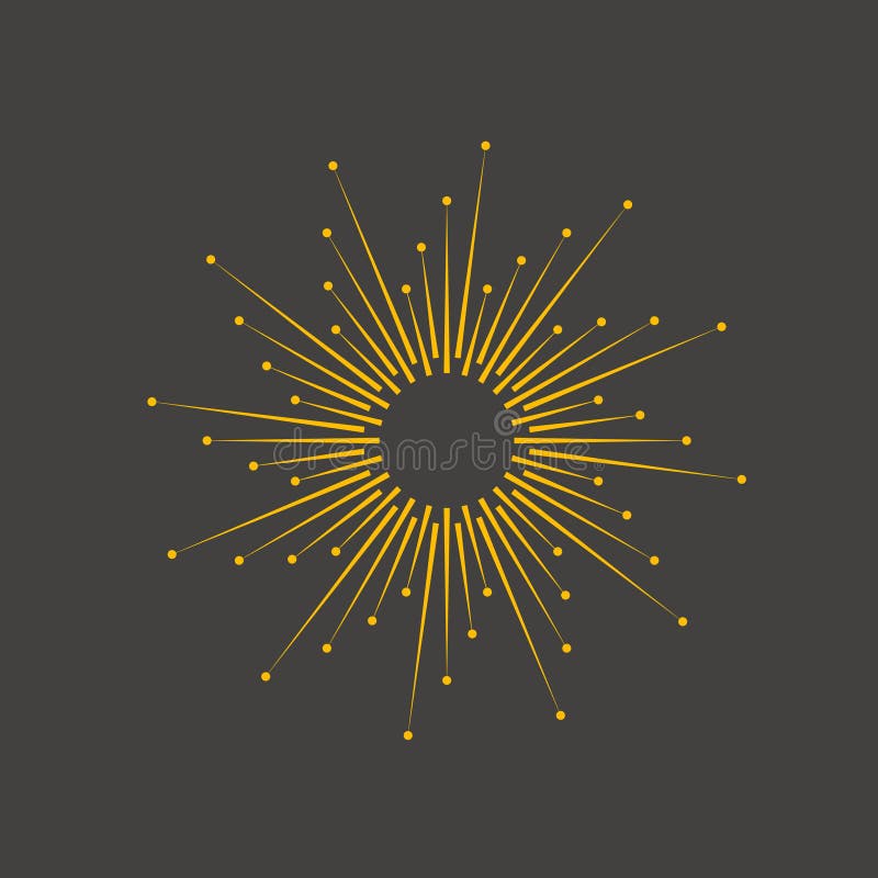 Linear Boho Frame with Rays. Vector Sun Stock Vector - Illustration of ...