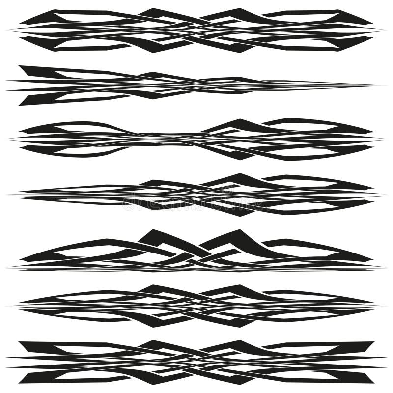 Linear Border Set. Symmetric Stripe Pattern. Monochrome Vector Ornament ...