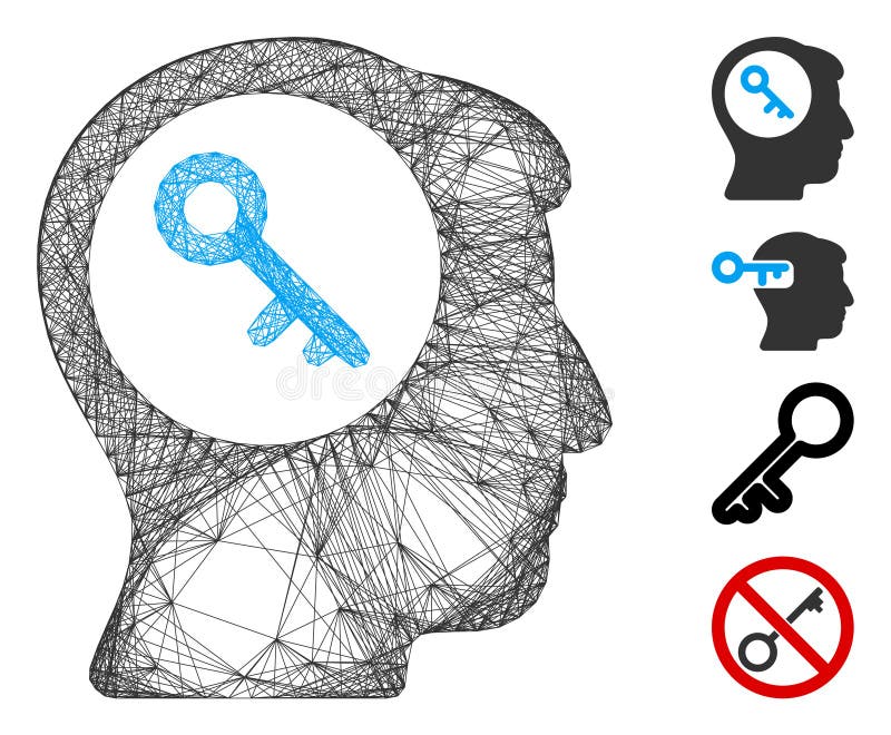Linear Brain Key Vector Mesh Stock Vector - Illustration of intellect ...
