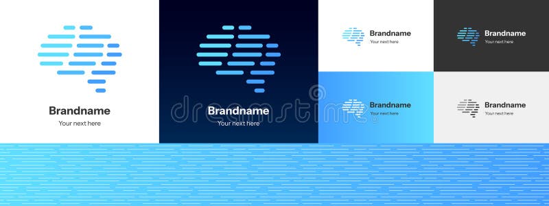 Linear Brain Logotype. Minimalist Outline Symbol Representing ...