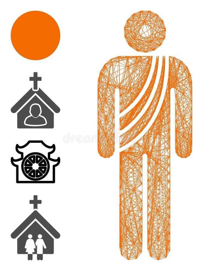 Linear Buddhist Monk Vector Mesh Stock Vector - Illustration of ...