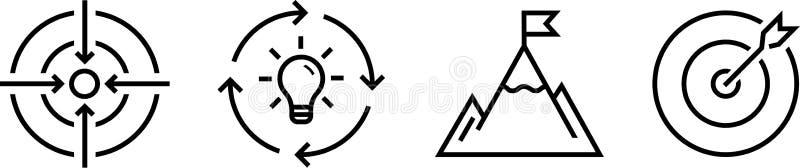 Linear Business Strategy Icons for Personal Focus and Target Practice ...