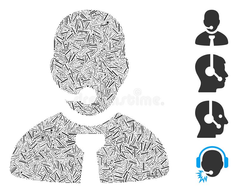 Linear Call Center Manager Icon Vector Collage Stock Illustration ...