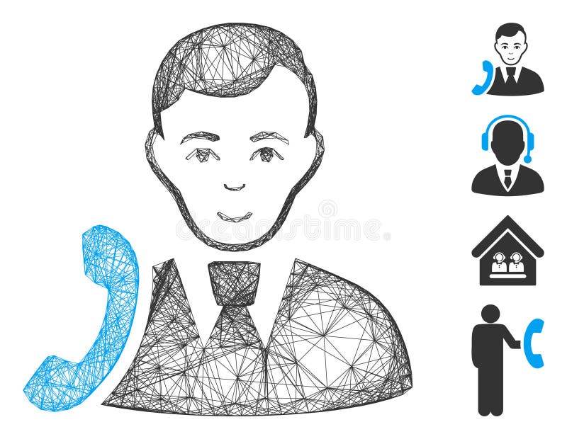 Linear Call Manager Vector Mesh Stock Vector - Illustration of help ...