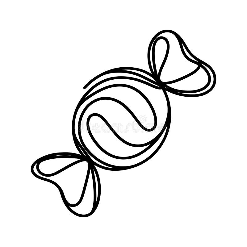 Linear Candy Icon. Black and White Image of a Hand-drawn Candy Stock ...