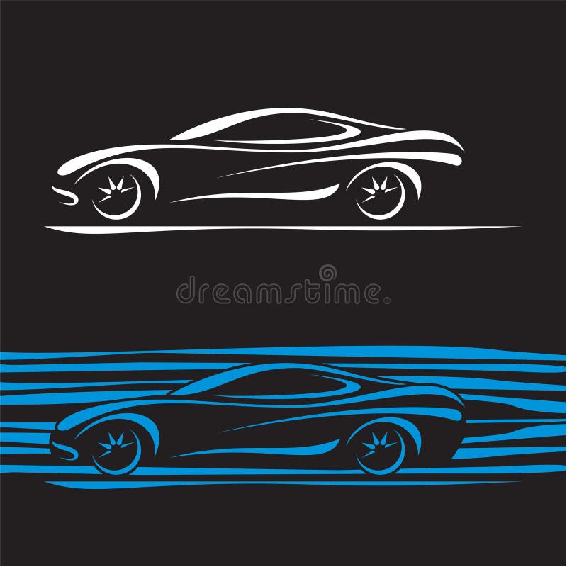 Car Silhouette. Car Contour. Sports Car Background Stock Vector ...