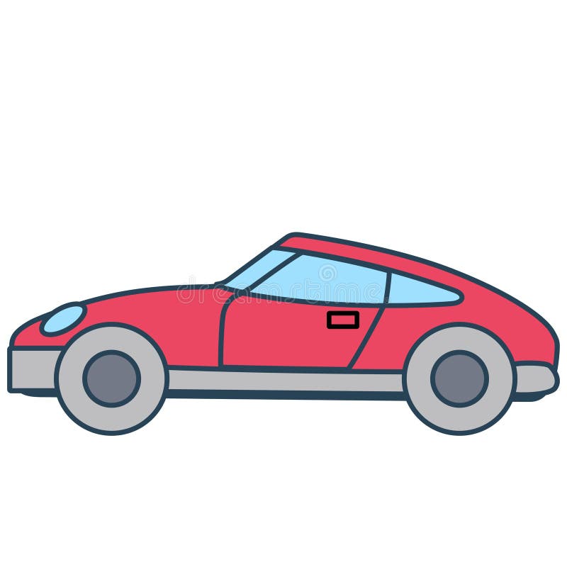 Linear Cute Car Separated on White Background Stock Vector ...