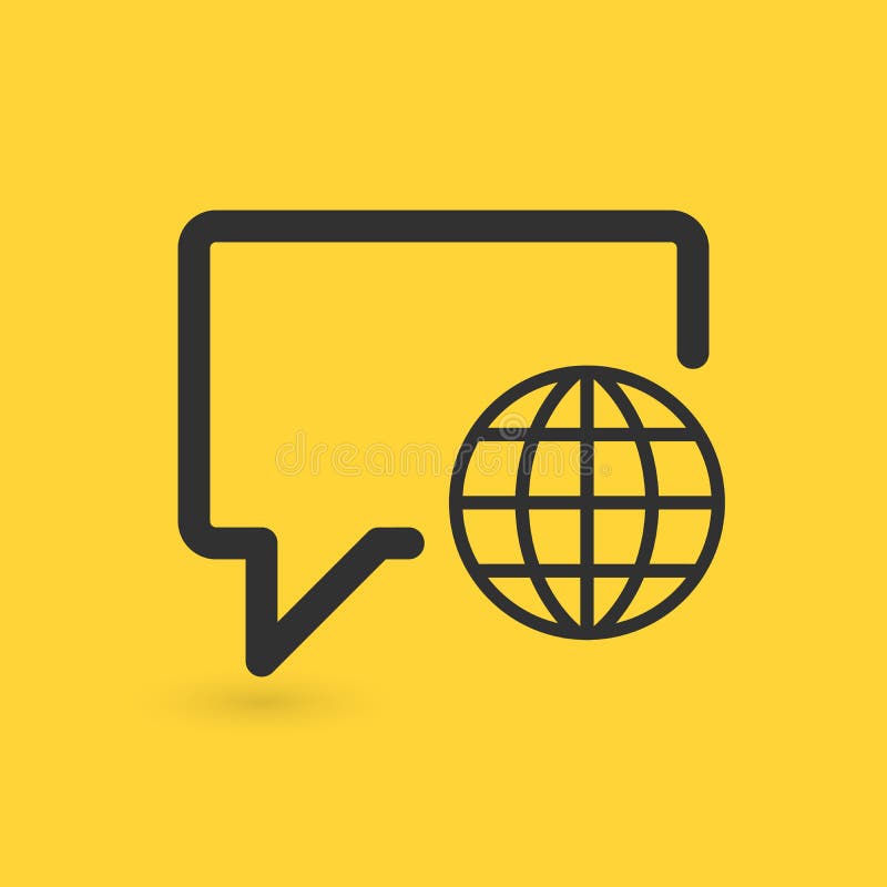 Yellow Chat Bubble Linear Icon. Communication Message Symbol. Stock ...