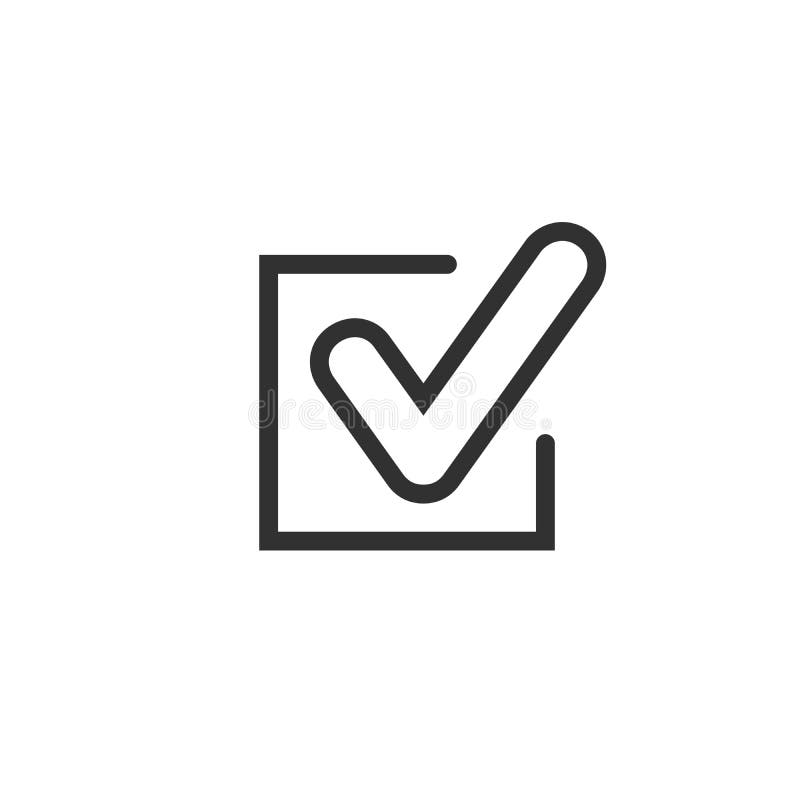 Linear Check Icon and Blank Box. Approved Symbol. Ok Icon. Check Button ...