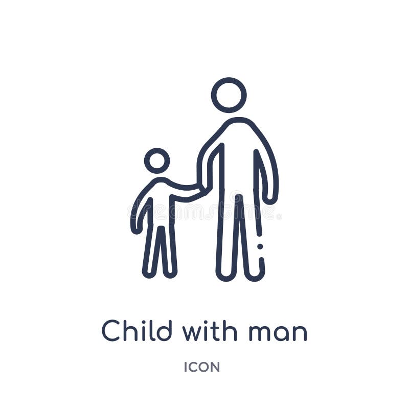 Linear Child with Man Icon from Behavior Outline Collection. Thin Line ...
