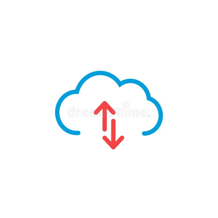 Linear Cloud Data Sync Graphic Design Icon with Two Arrows. Stock Vector Illustration Isolated ...