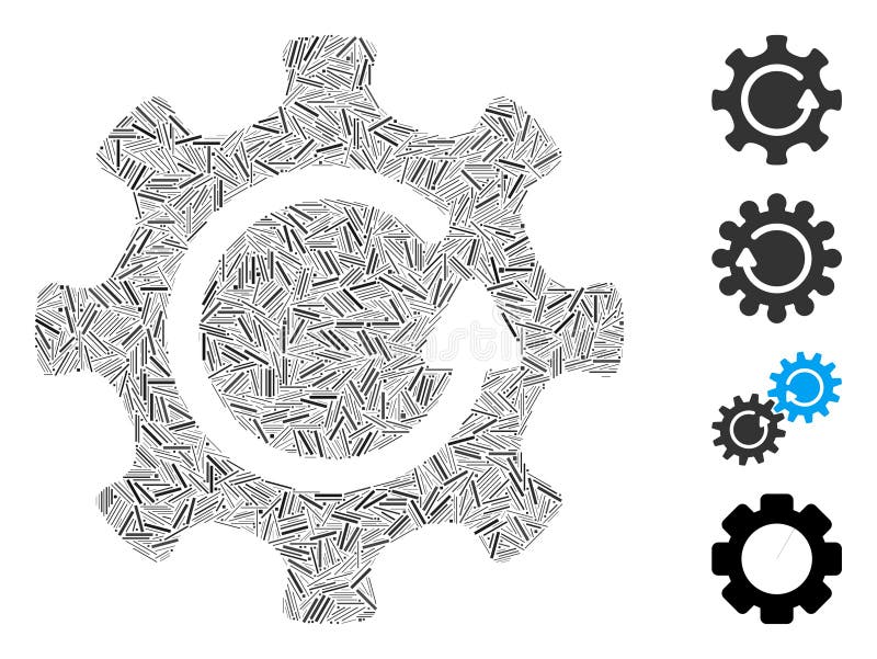 Linear Cog Rotation Direction Icon Vector Collage Stock Illustration ...