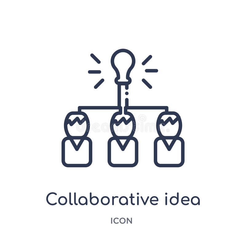 Outline Collaborative Idea Vector Icon. Isolated Black Simple Line ...
