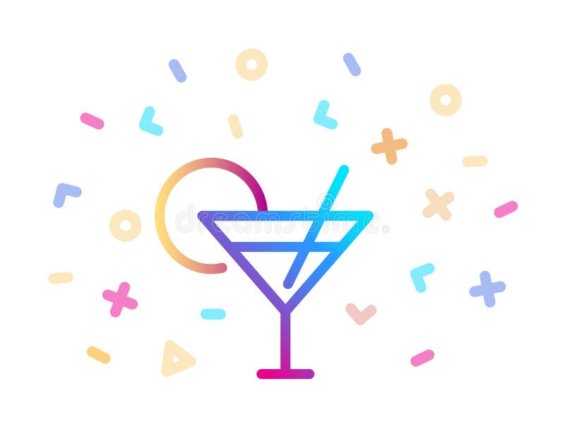 Linear Colorful Cocktail Icon. Symbol of Fun and Celebration Stock ...