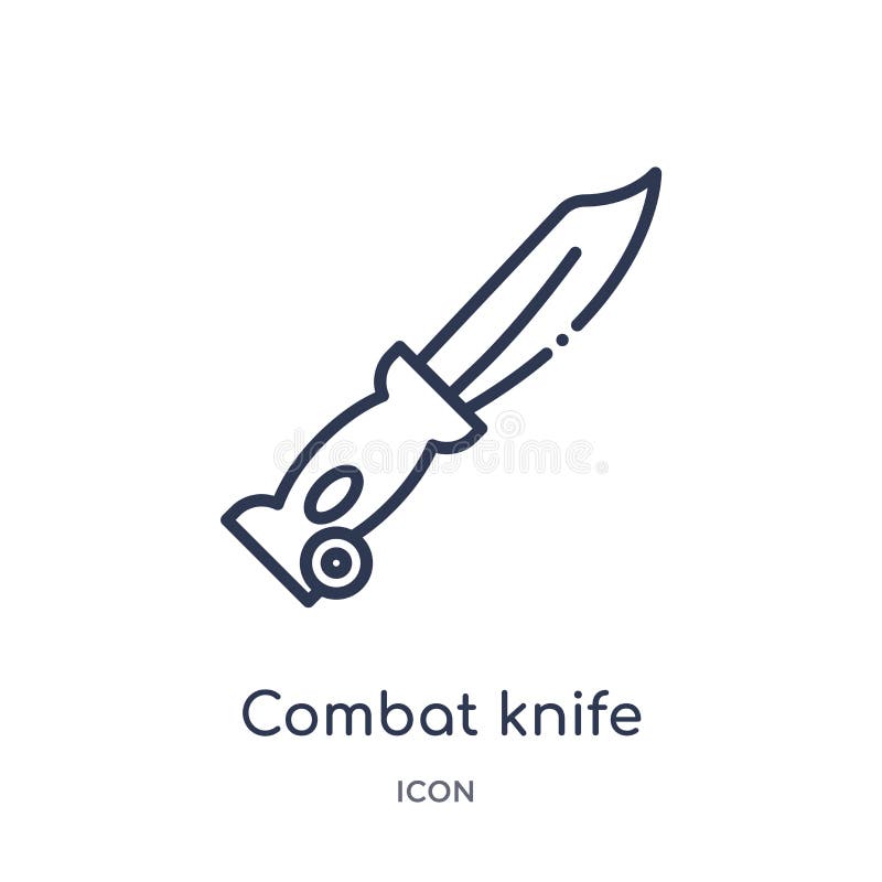 Linear Combat Knife Icon from Army and War Outline Collection. Thin ...