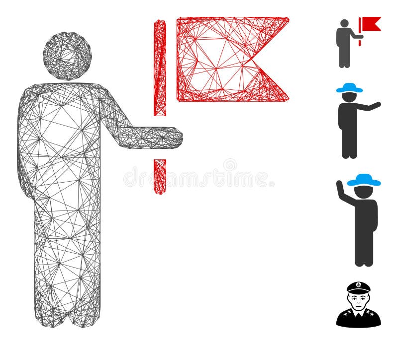 Linear Commander with Flag Vector Mesh Stock Illustration ...
