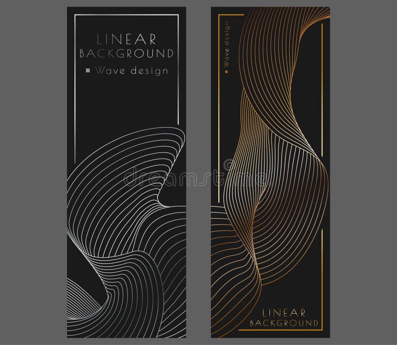Linear Composition. Abstract Gold and Silver Lines Template for Cover ...